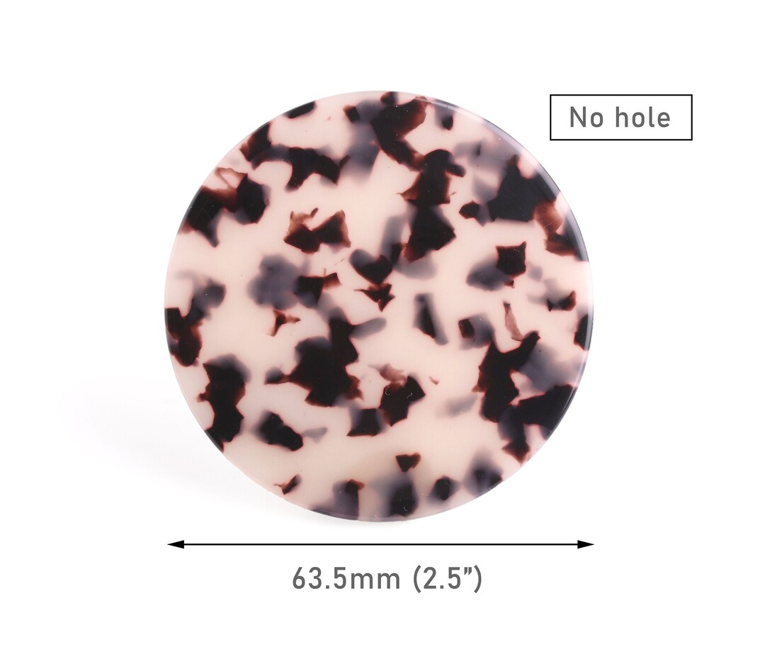 1 White Tortoise Shell Circle With No Hole, 2.5" Inch, Resin Coaster ...