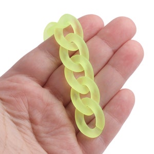 1ft Frosted Neon Yellow Acrylic Chain Links, 23 X 17mm, Transparent ...