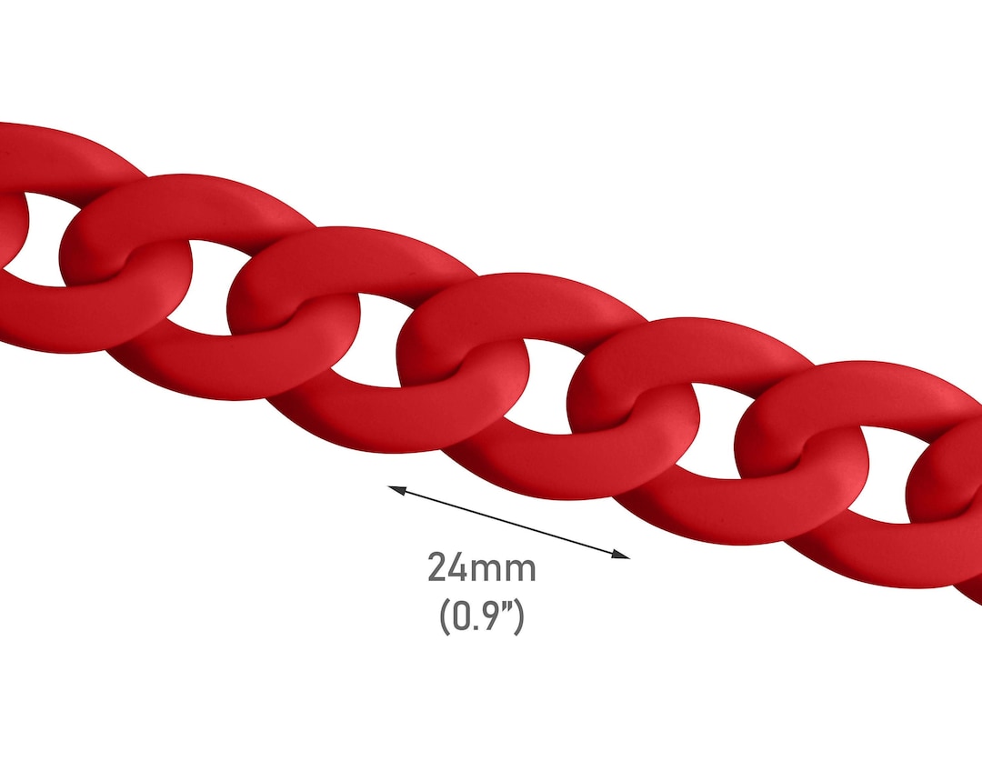 1ft Matte Red Plastic Chain Links, 24 X 17mm, Dark Red Acrylic Purse ...