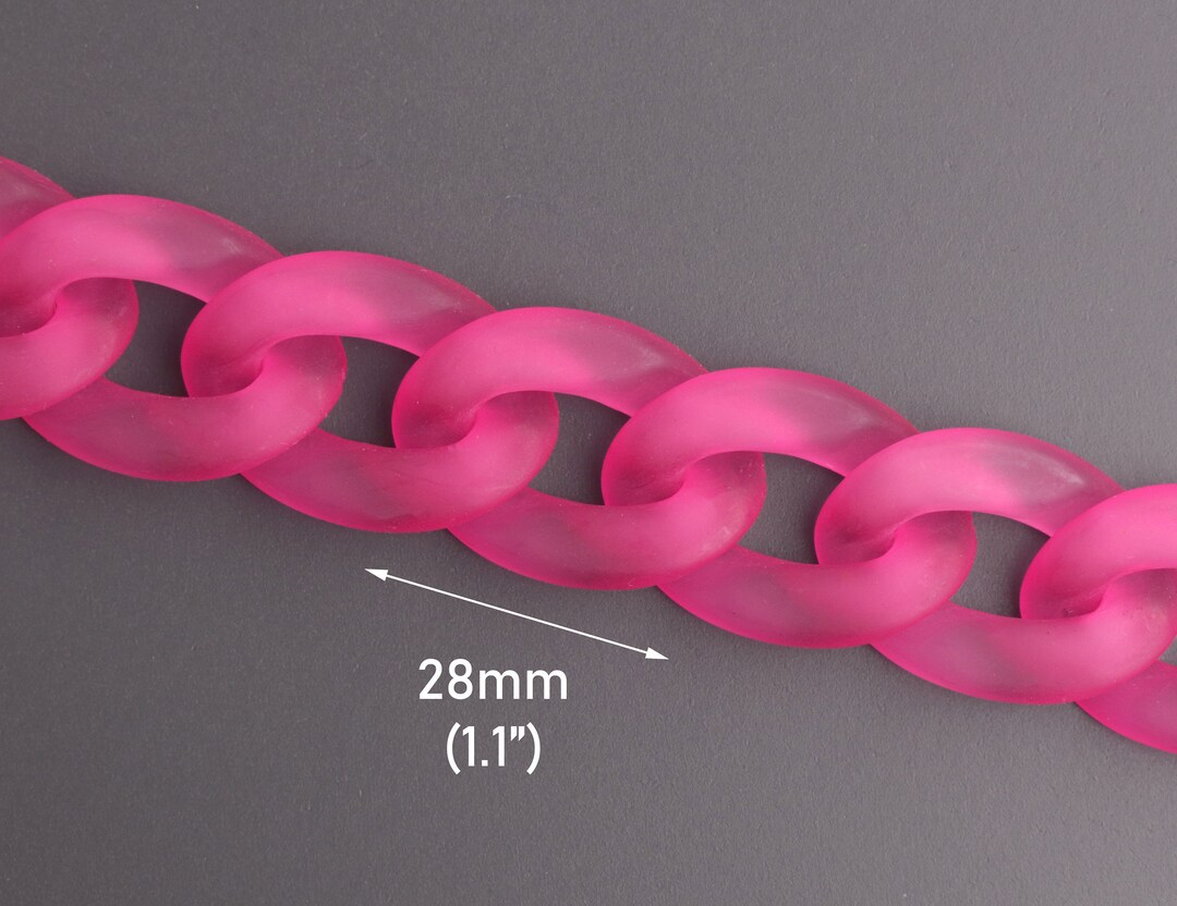 1ft Frosted Hot Pink Acrylic Chain, 28 X 20mm, Cuban Link Chain ...