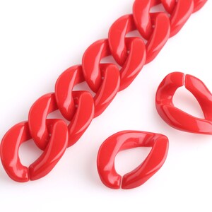 1ft Fireman Red Acrylic Chain Links, 23x17mm, Large Basic Curb Chain ...