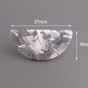 2 Gray Tortoise Shell Half Moon Pendant, Tortoise Component, Cellulose ...