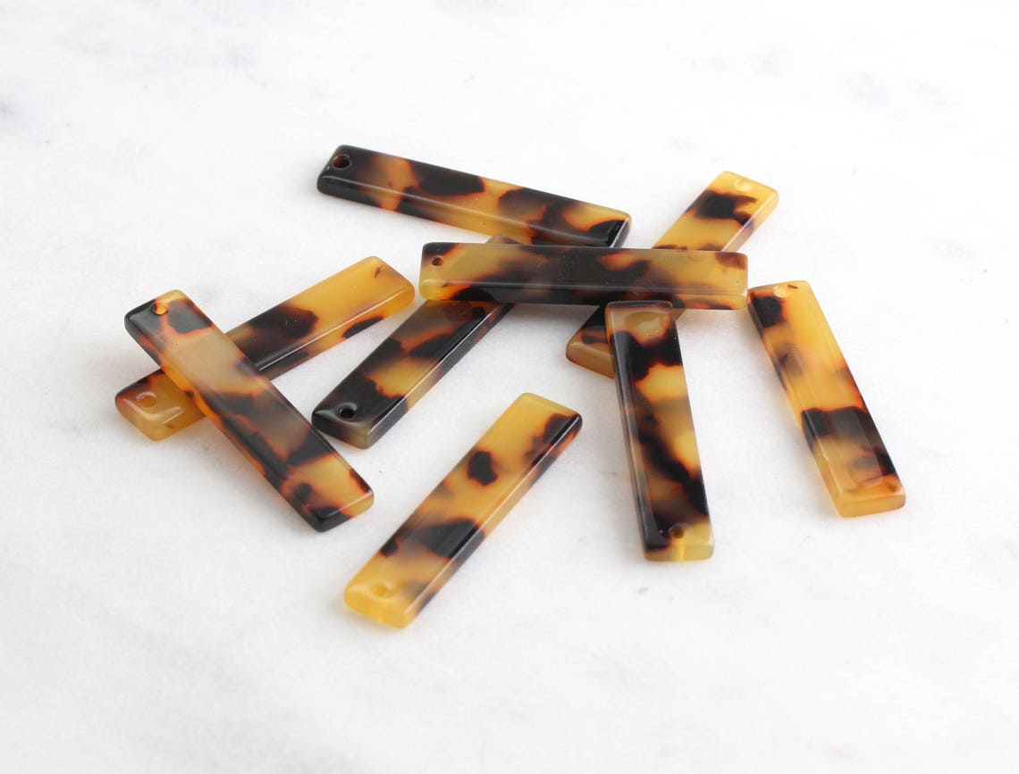4 Marble Brown Tortoise Shell Charms 35x7mm, Acrylic Tortoise Amber ...