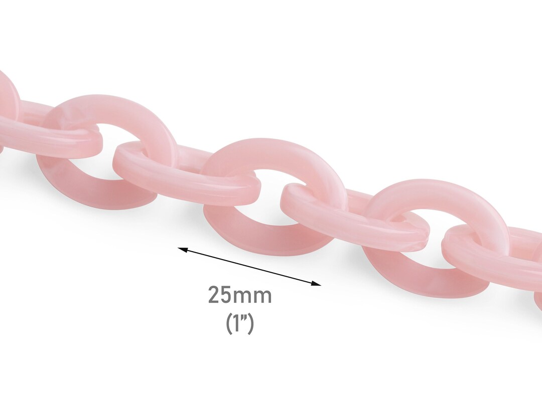 1ft Rosewater Pink Acrylic Chain Links, 25 X 18.5mm, Flat Oval Cable ...