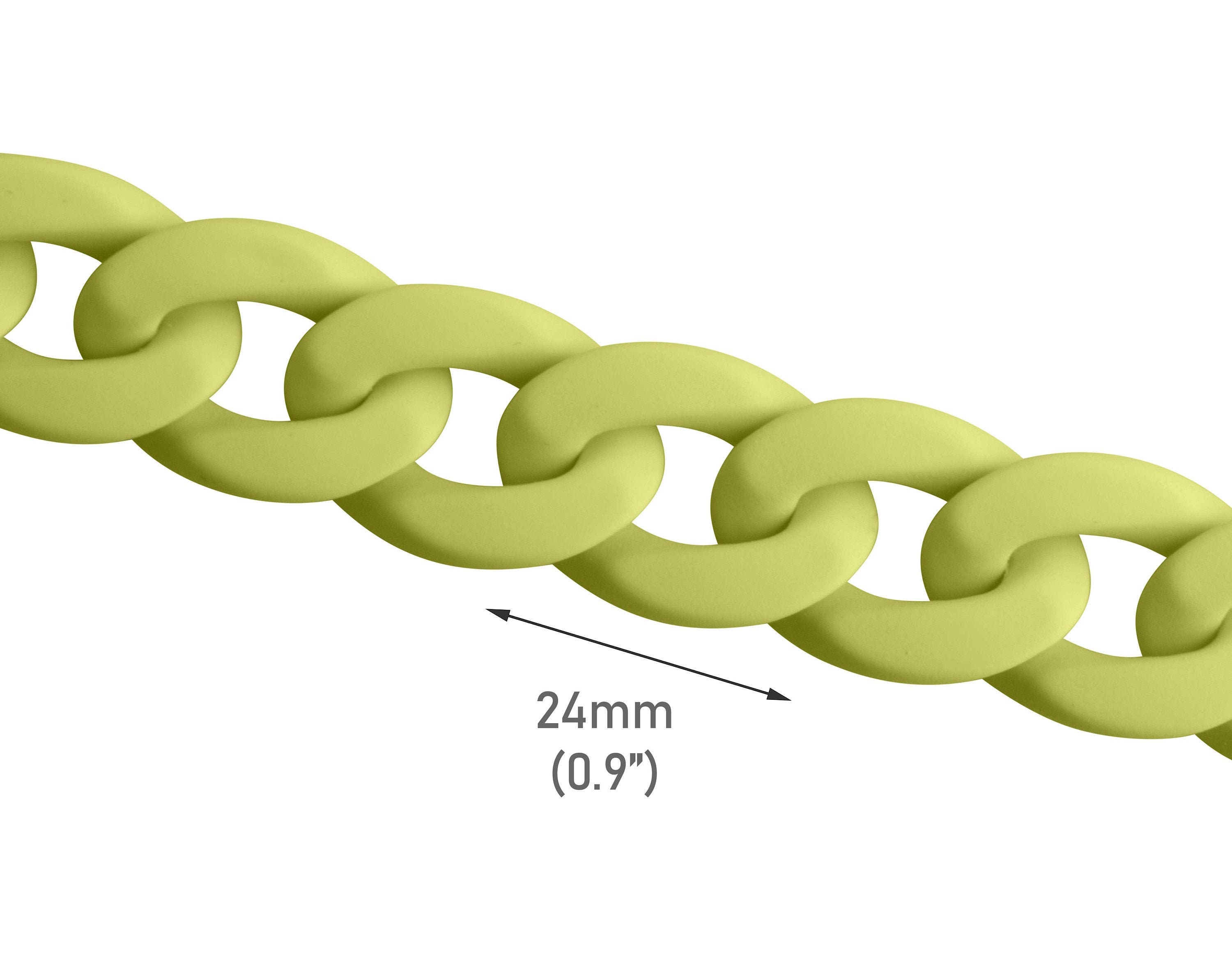 1ft Matte Kiwi Green Chain Links, 24 X 17mm, Chunky Plastic Chain ...