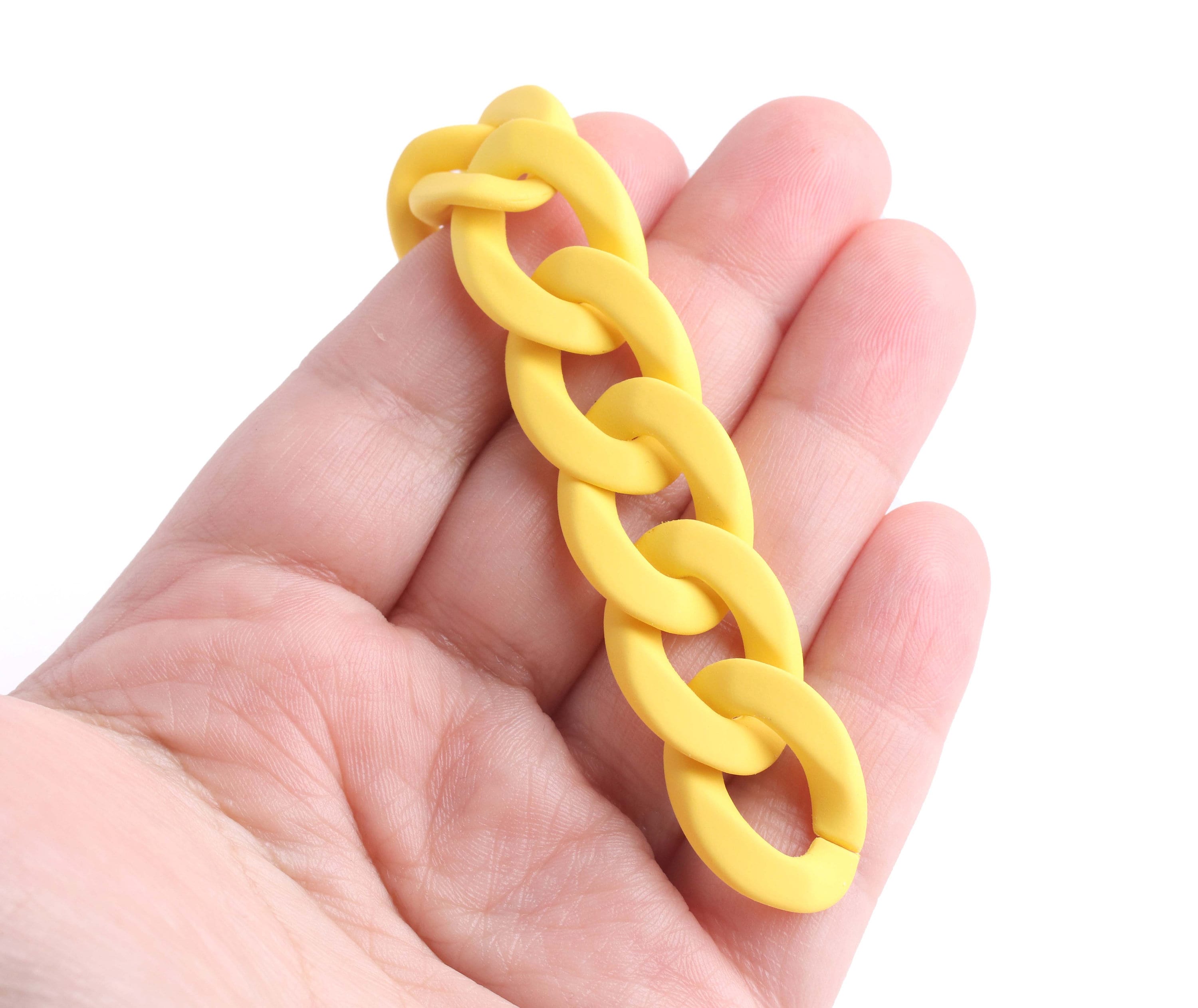 1ft Matte Yellow Plastic Chain Links, 24 X 17mm, Twisted Curb Chain ...