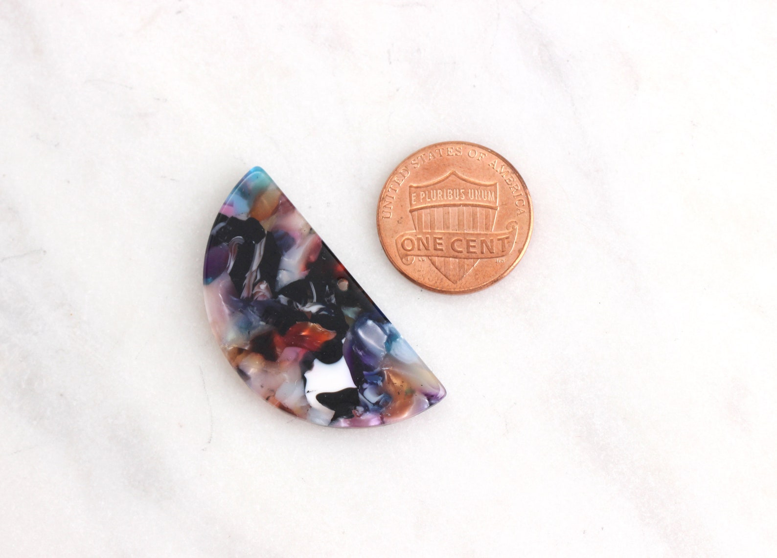 2 Large Half Moon Pendants in Multicolor 37x18 Flat - Etsy