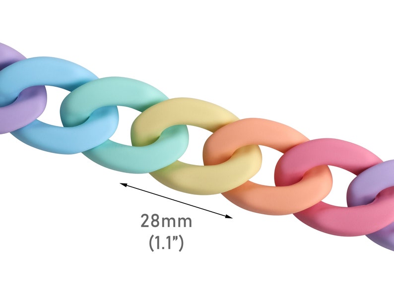 1ft Large Matte Pastel Plastic Chain Links, 28 X 20mm, Mix Colors ...