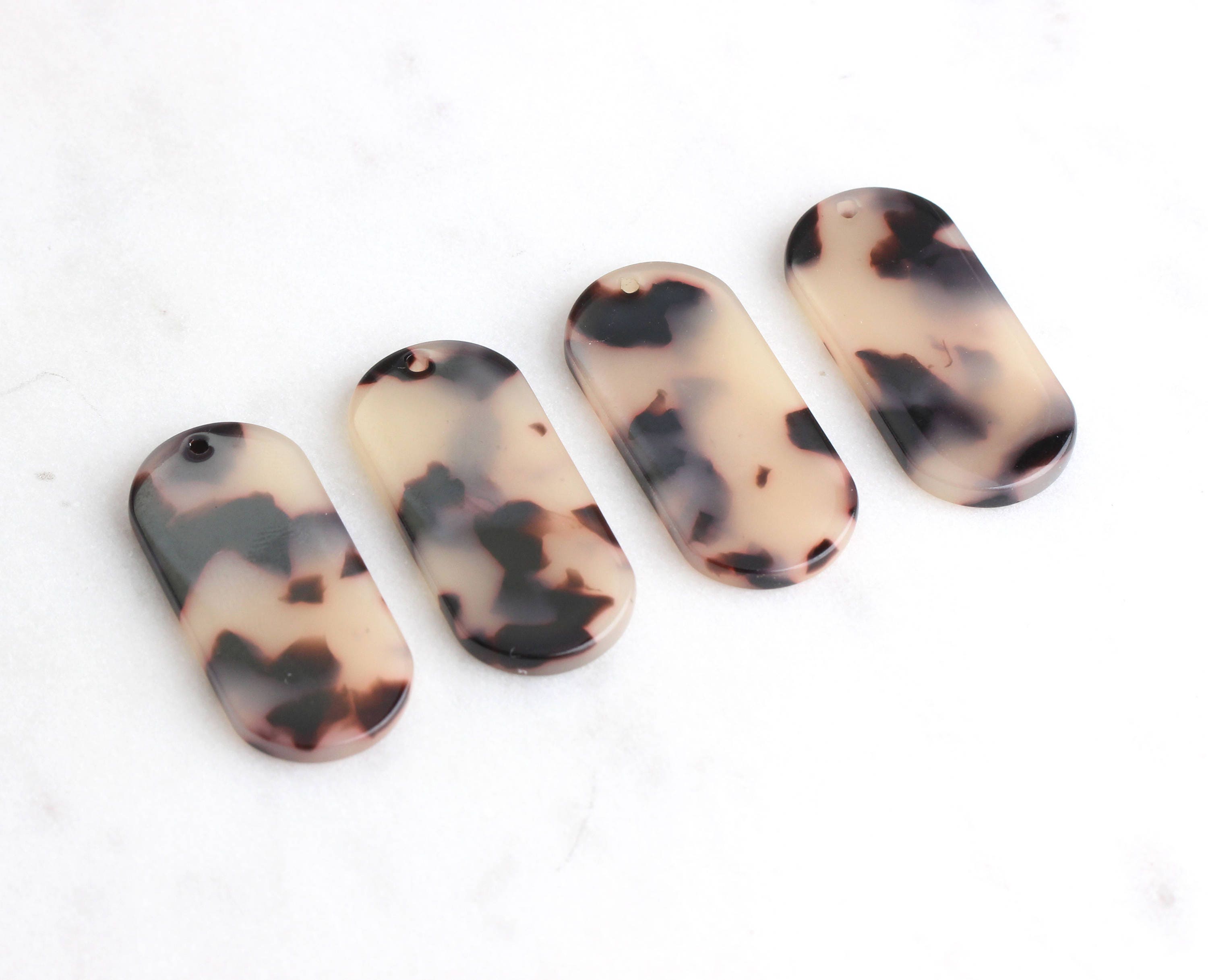 4 White Tortoise Shell Rectangle Pendant 30mm Dog Tag Bead - Etsy