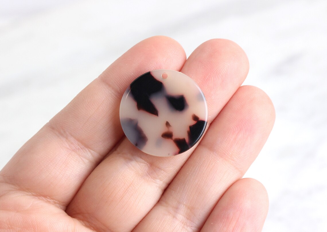 4 Flat Round Charms Circles 24mm, Ash Blonde Tortoise Shell Supply ...