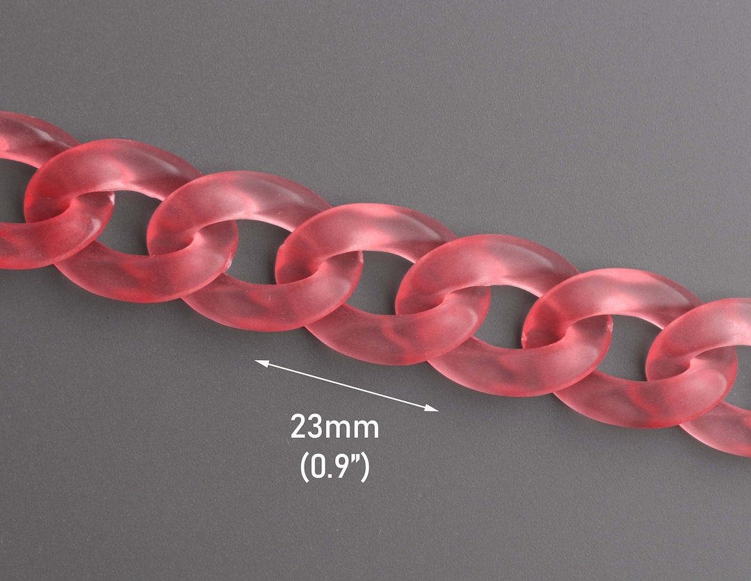 1ft Frosted Red Acrylic Chain Links, 23 X 17mm, Matte Transparent ...