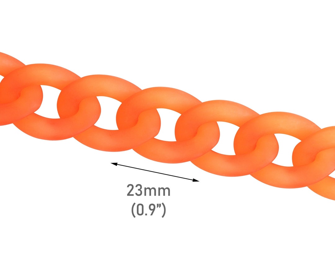 1ft Frosted Orange Acrylic Chain Links, 23 X 17mm, Transparent Matte ...