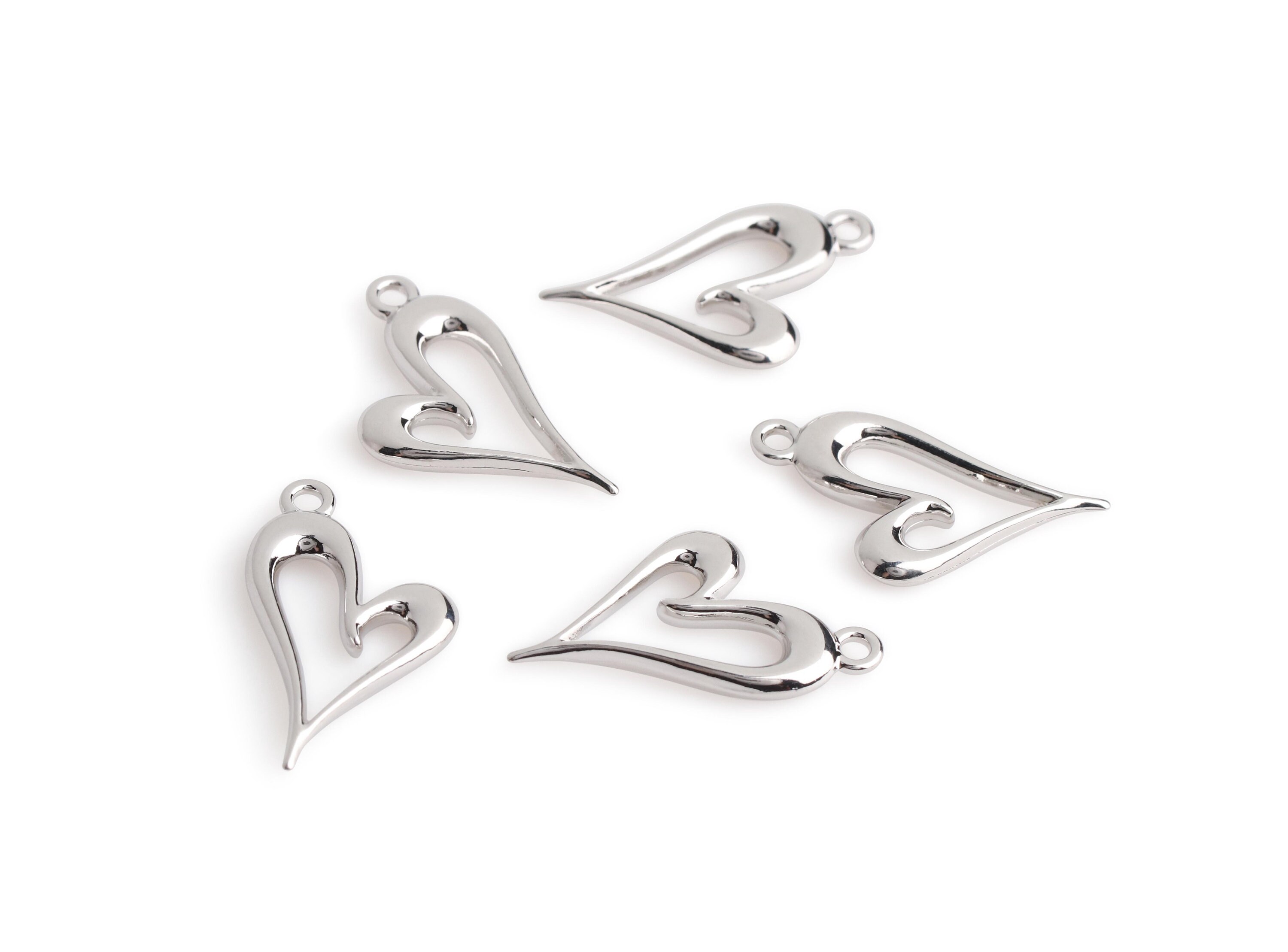4 Silver Heart Outline Charms With Loop 24 X 15mm Zinc Alloy - Etsy