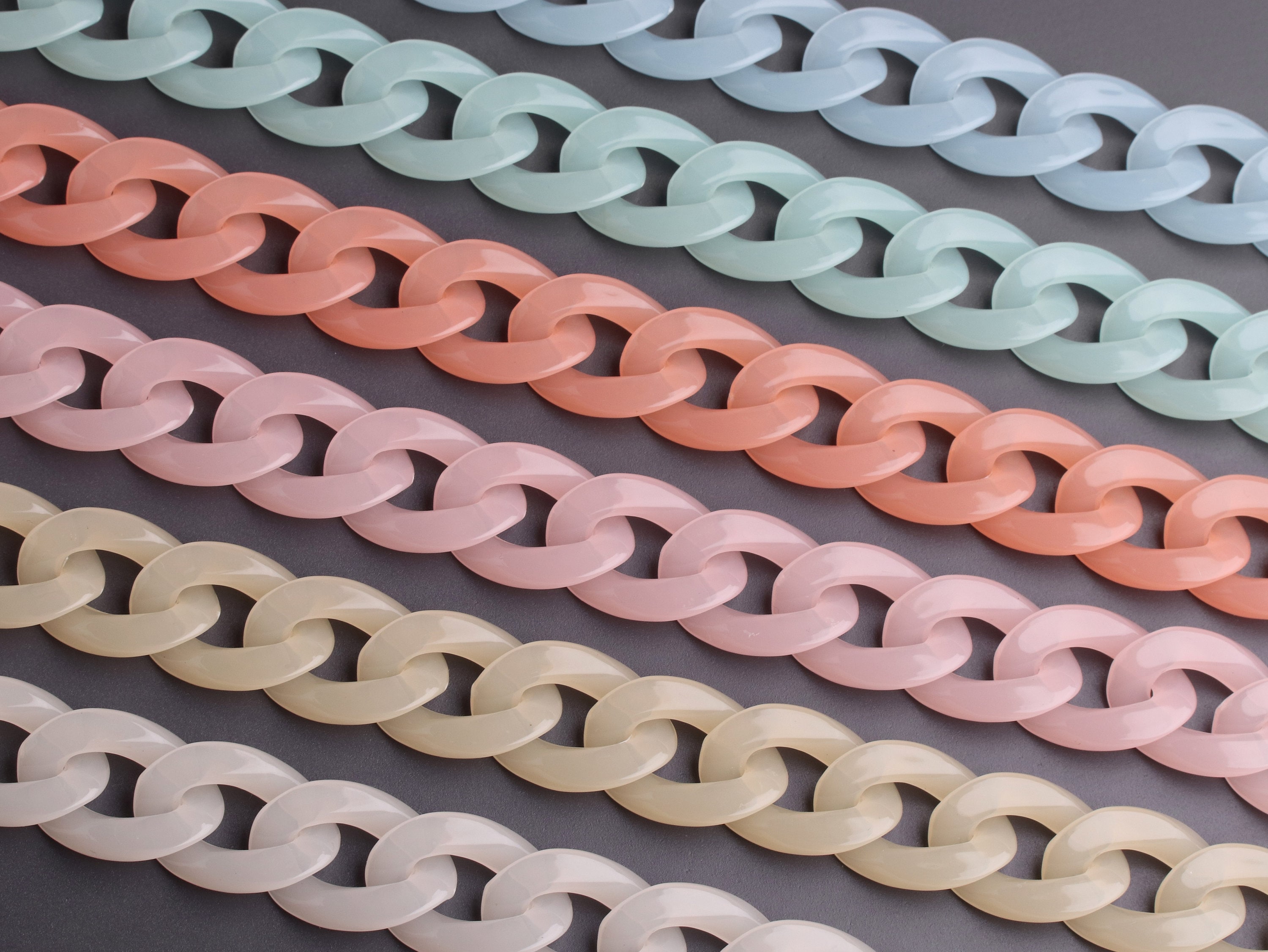 1ft Ethereal Acrylic Chain Links in Rainbow Pastels, 23 X 17mm, Semi ...