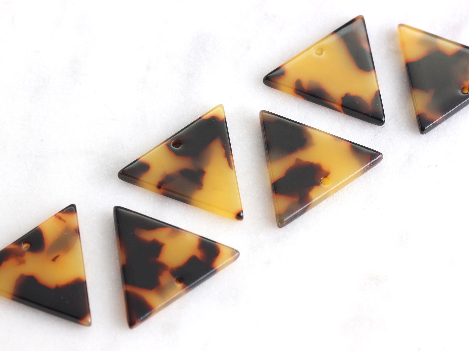 4 Dark Tortoise Shell Triangle Flag Beads, Amber Triangle Chevron ...
