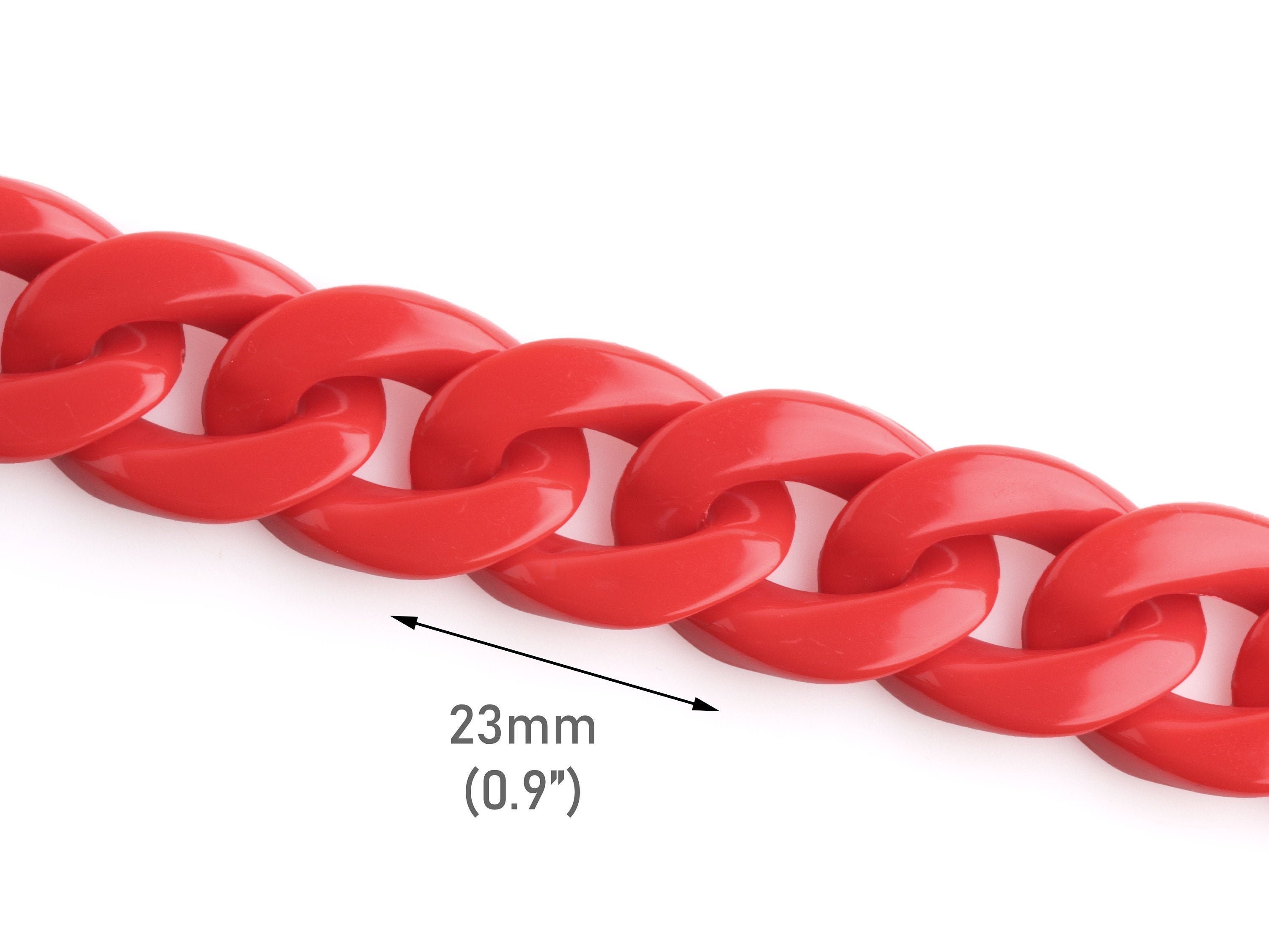 1ft Fireman Red Acrylic Chain Links, 23x17mm, Large Basic Curb Chain ...