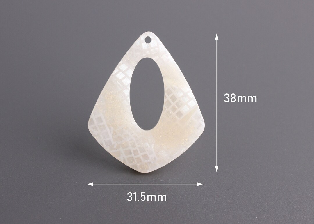 4 Pearl White Snakeskin Print Teardrop Findings, Gold Glitter Acrylic ...