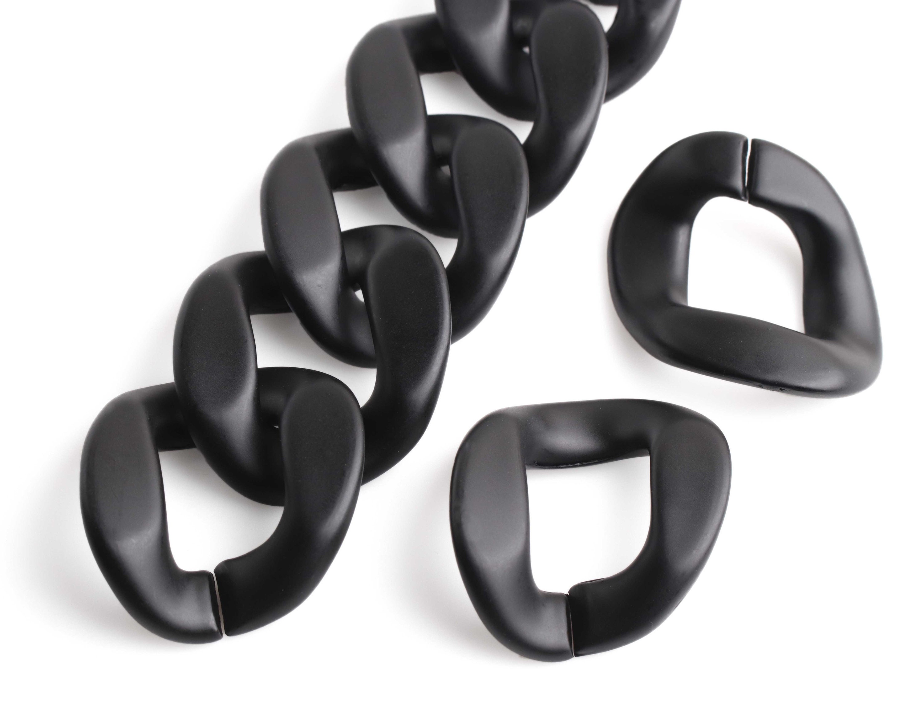 1ft Matte Metallic Black Acrylic Chain Links, 40 X 33.5mm, Satin Finish ...