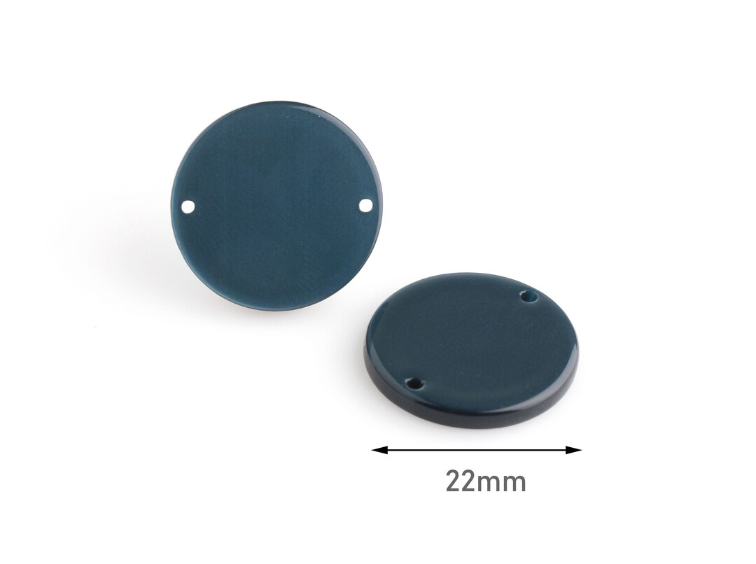 4 Marine Blue Circle Connector Earring Findings, Cellulose Acetate ...