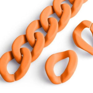 1ft Matte Orange Plastic Chain Links, 28 X 20mm, Neon Orange Bag Strap ...