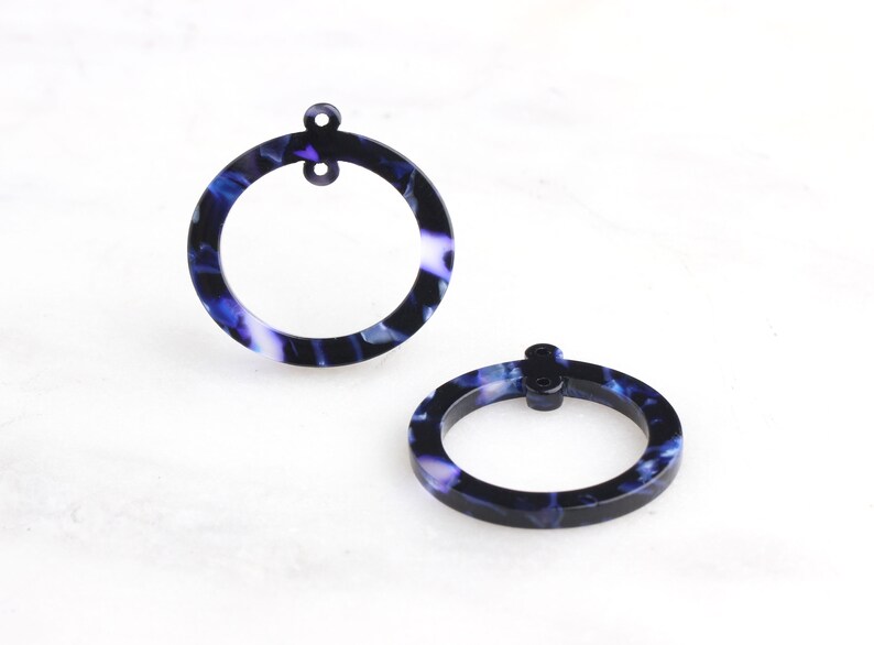4 Double Hole Ring Links, Blue Acetate Charms Dark Blue Marble Tortoise ...