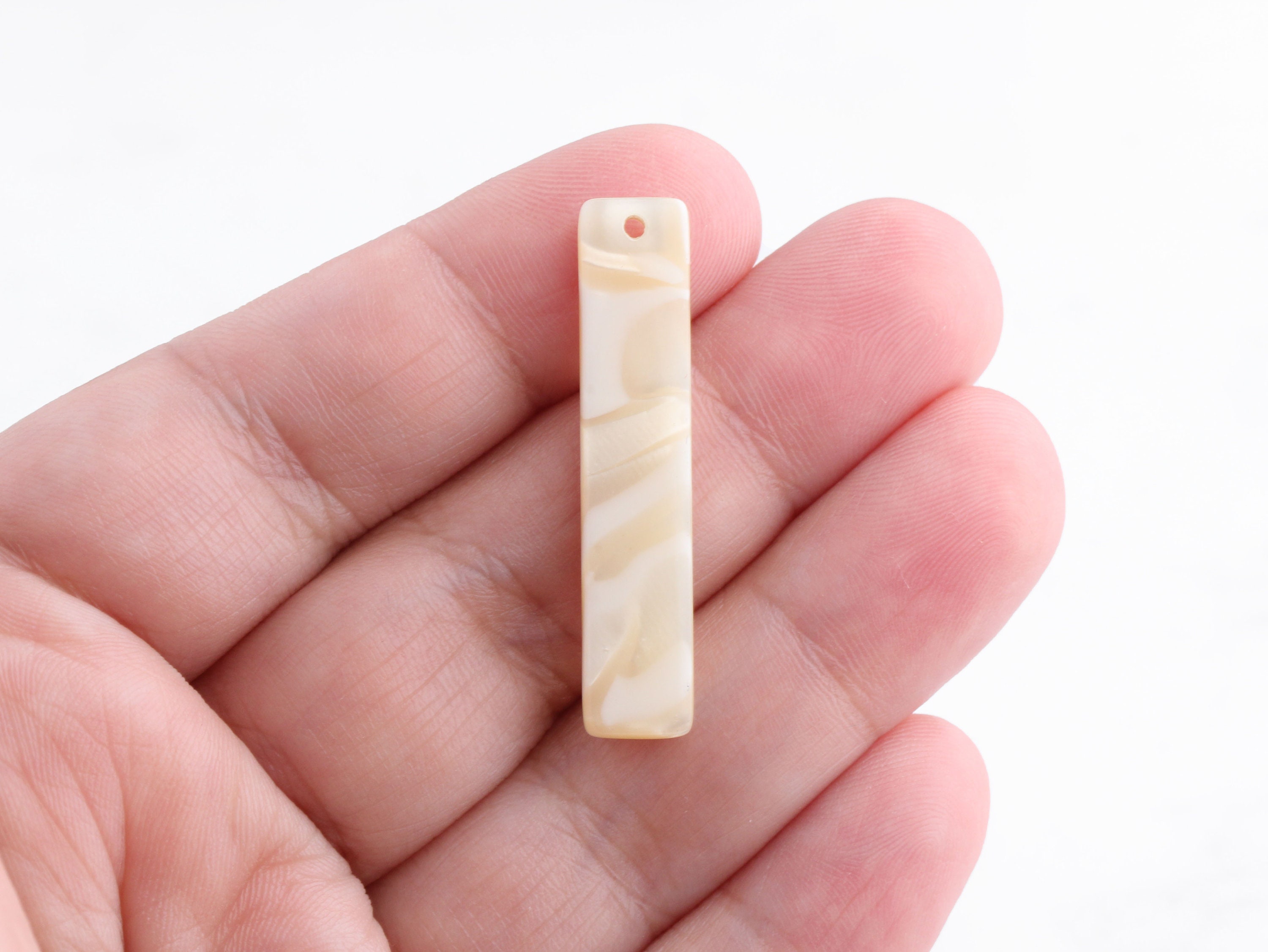 4 Creamy White Bar Pendants, Nameplate Bar, Pearl Acetate, White Pearl ...