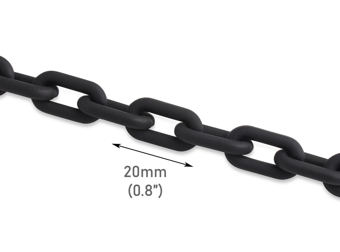 1ft Matte Black Chain Paperclip Links, 20 X 11mm, Small Black Plastic ...