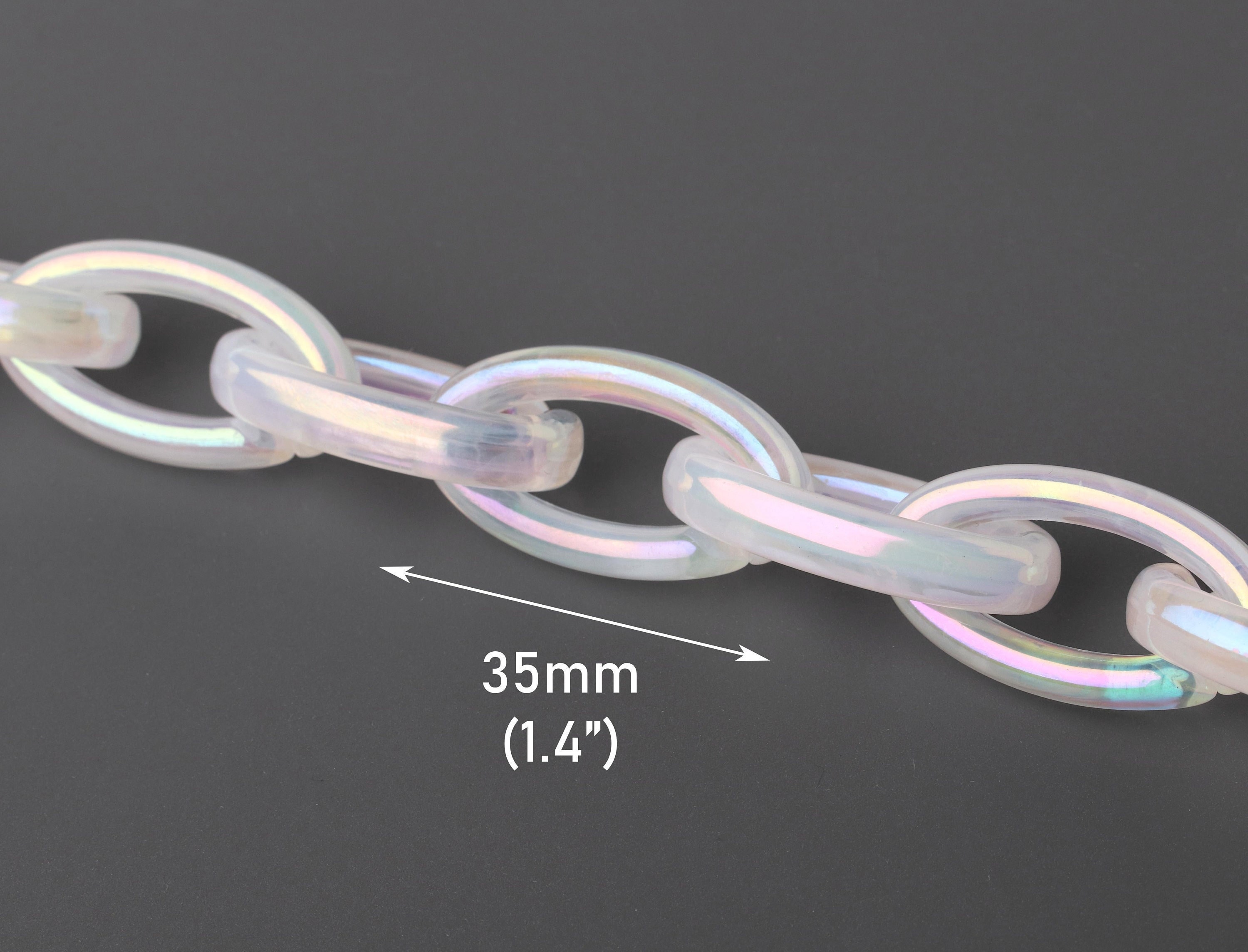 1ft Acrylic Chain Links in Opal Mist, 35 X 20mm, Iridescent ...