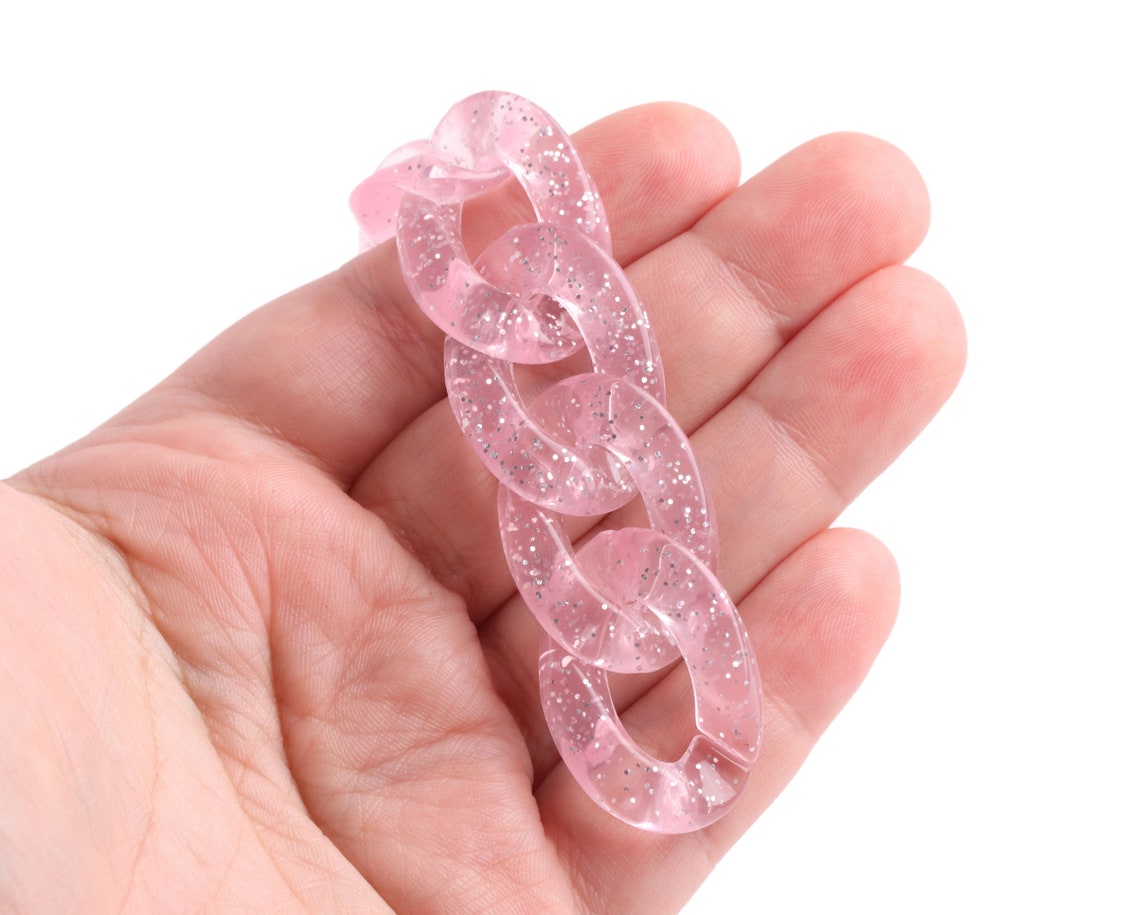 1ft Large Glitter Plastic Chain in Light Pink 30 x 21mm | Etsy