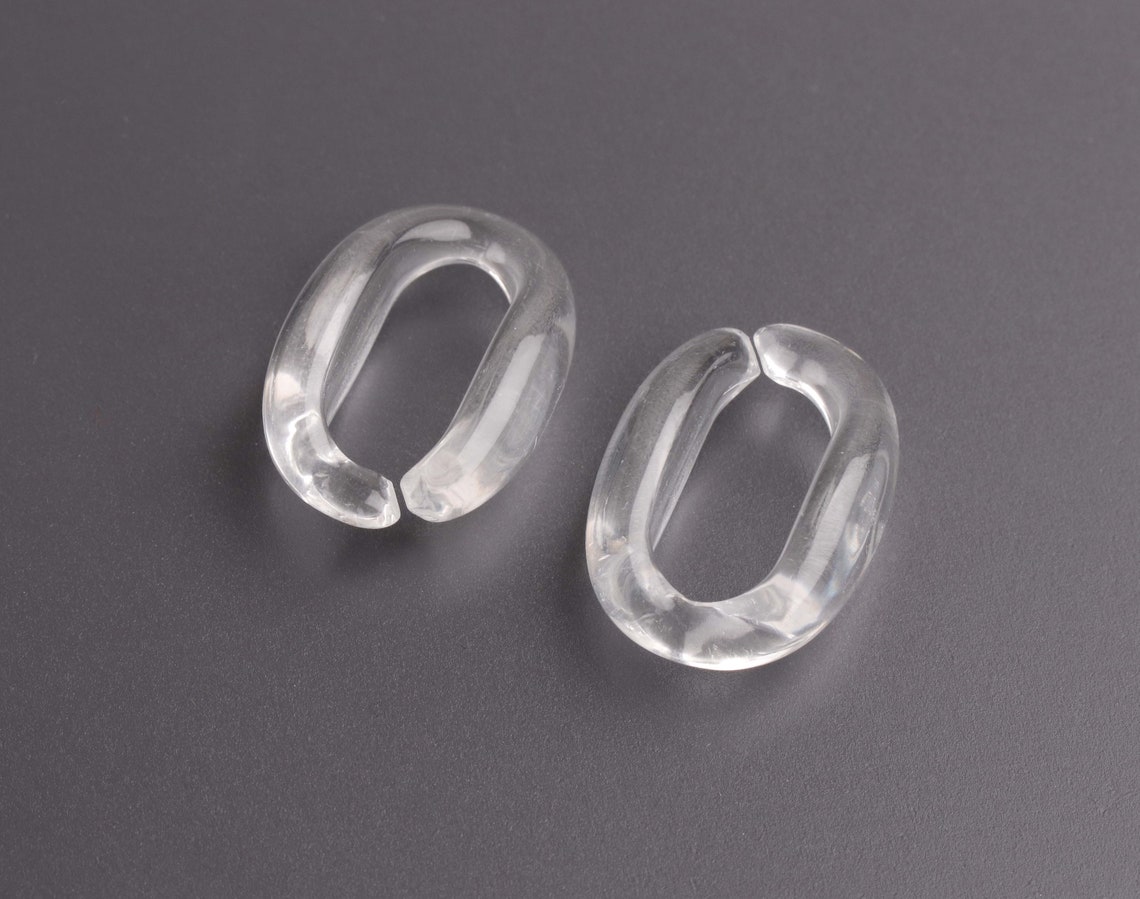 1ft Clear Acrylic Chain Links, 27 X 19.5mm, Flared Oval Cable Chain ...