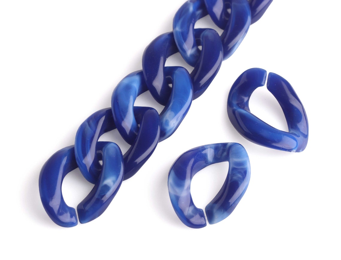 1ft Lightning Blue Plastic Chain Links, 24 X 17mm, Large Cuban Link ...