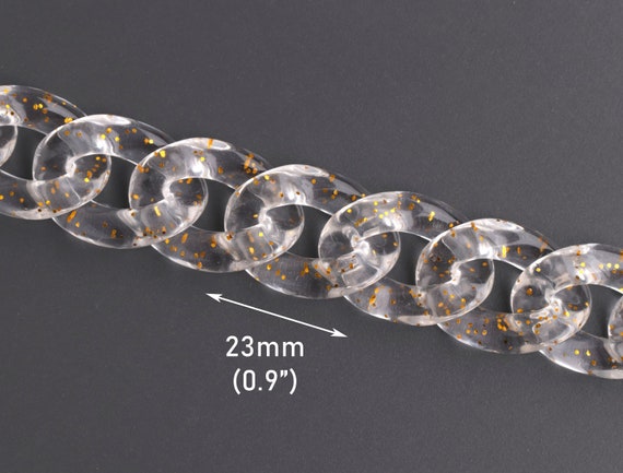 1ft Clear Plastic Chain Links With Gold Glitter 23 X 17mm - Etsy