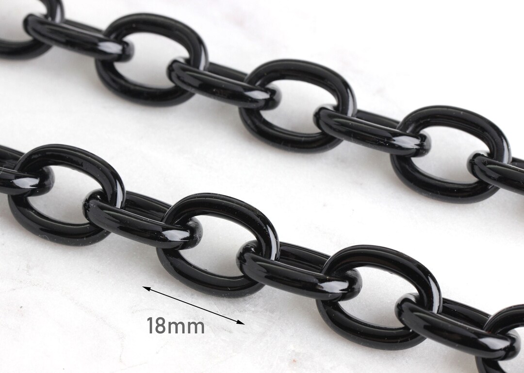 9ft Black Plastic Chain, 18x13mm, Acrylic Chain With Shiny Black Chain ...