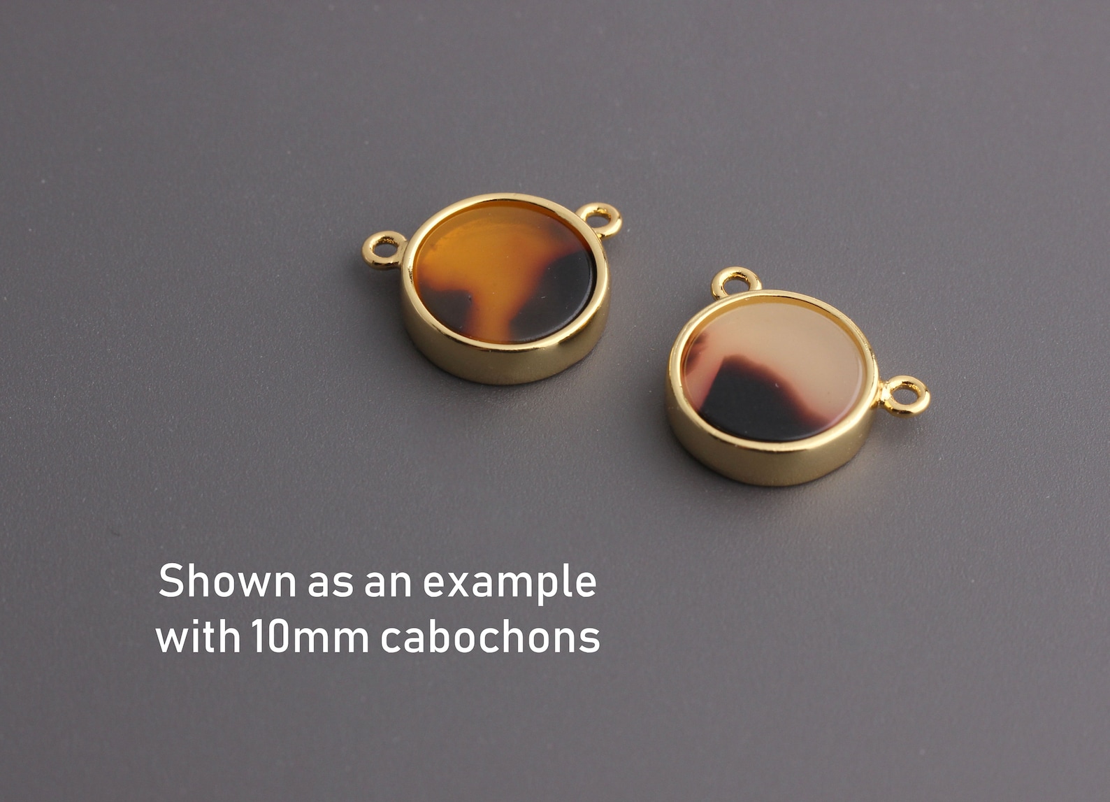 4 Round Bezel Cup Links, 10mm Bezel Setting, Gold Bezel Connector ...