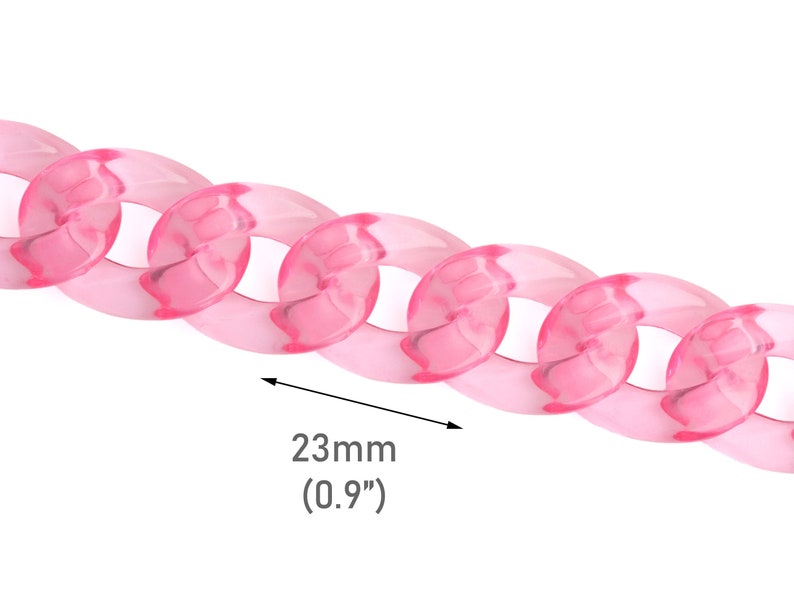 1ft Transparent Pink Acrylic Chain Links, 23x17mm, Crystal Clear Pink ...