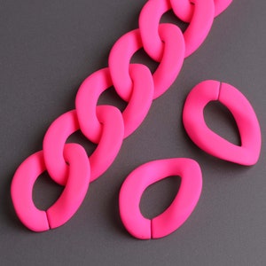 1ft Matte Neon Pink Plastic Chain Links, 24 X 17mm, Flat Curb ...