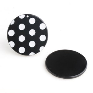 4 Large Disc Blanks, Black White Dots, 35mm Round Circle, Polka Dots ...