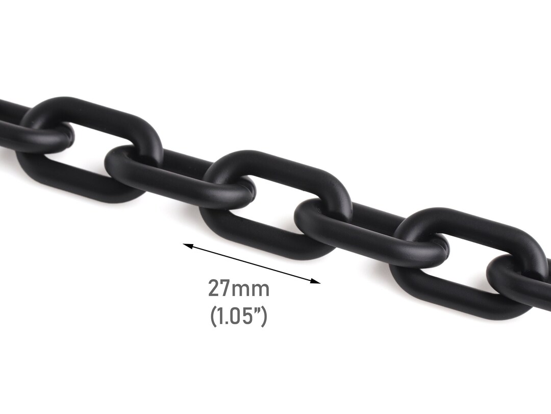 1ft Matte Black Chain Links, 27 X 16mm, Ultra Smooth, Rubberized ...