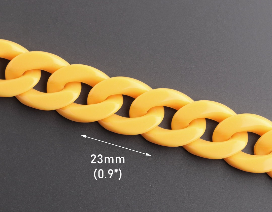 1ft Sunflower Yellow Plastic Chain, 23x17mm, Opaque Yellow Chain ...