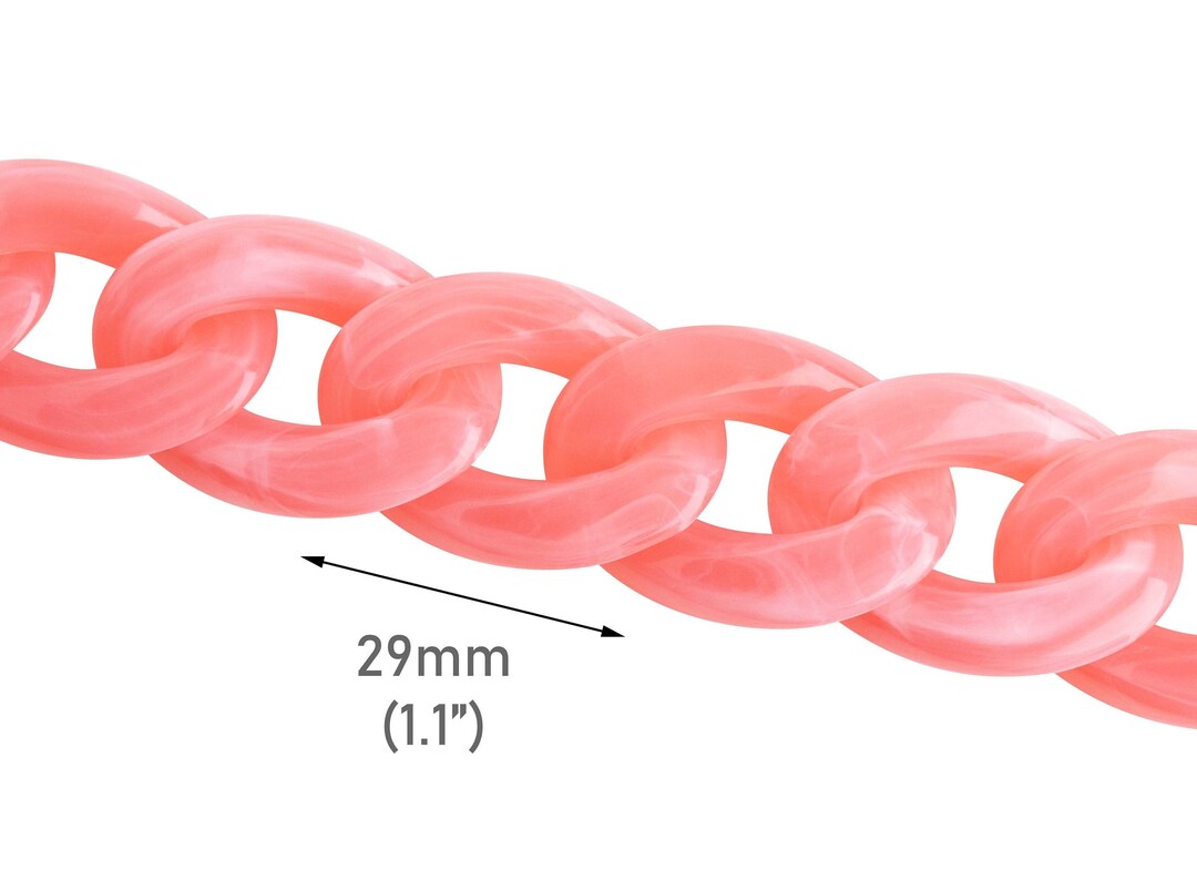 1ft Natural Pink Plastic Chain Links, 29 X 21mm, Light Pink Chain ...