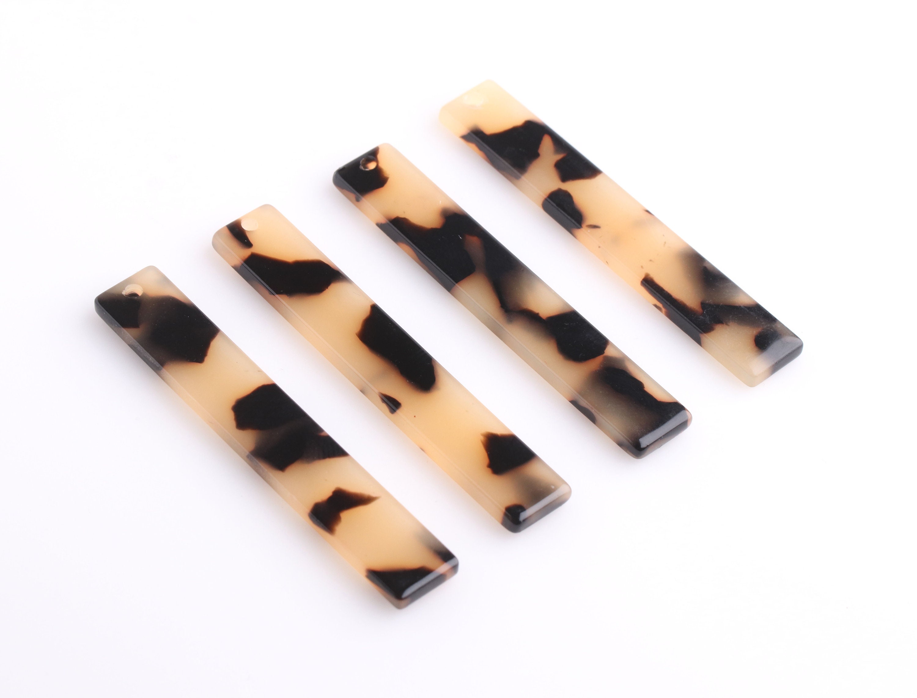 4 Blonde Tortoise Shell Beads, 53 X 8.5 Mm, Vertical Bar Pendant ...