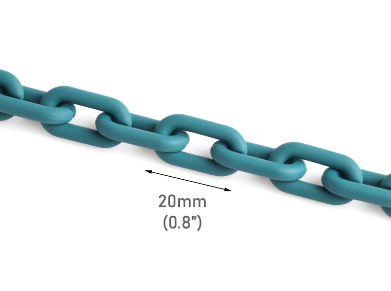 1ft Matte Turquoise Blue Chain Links, 20 X 11mm, Small Paperclip Chain ...