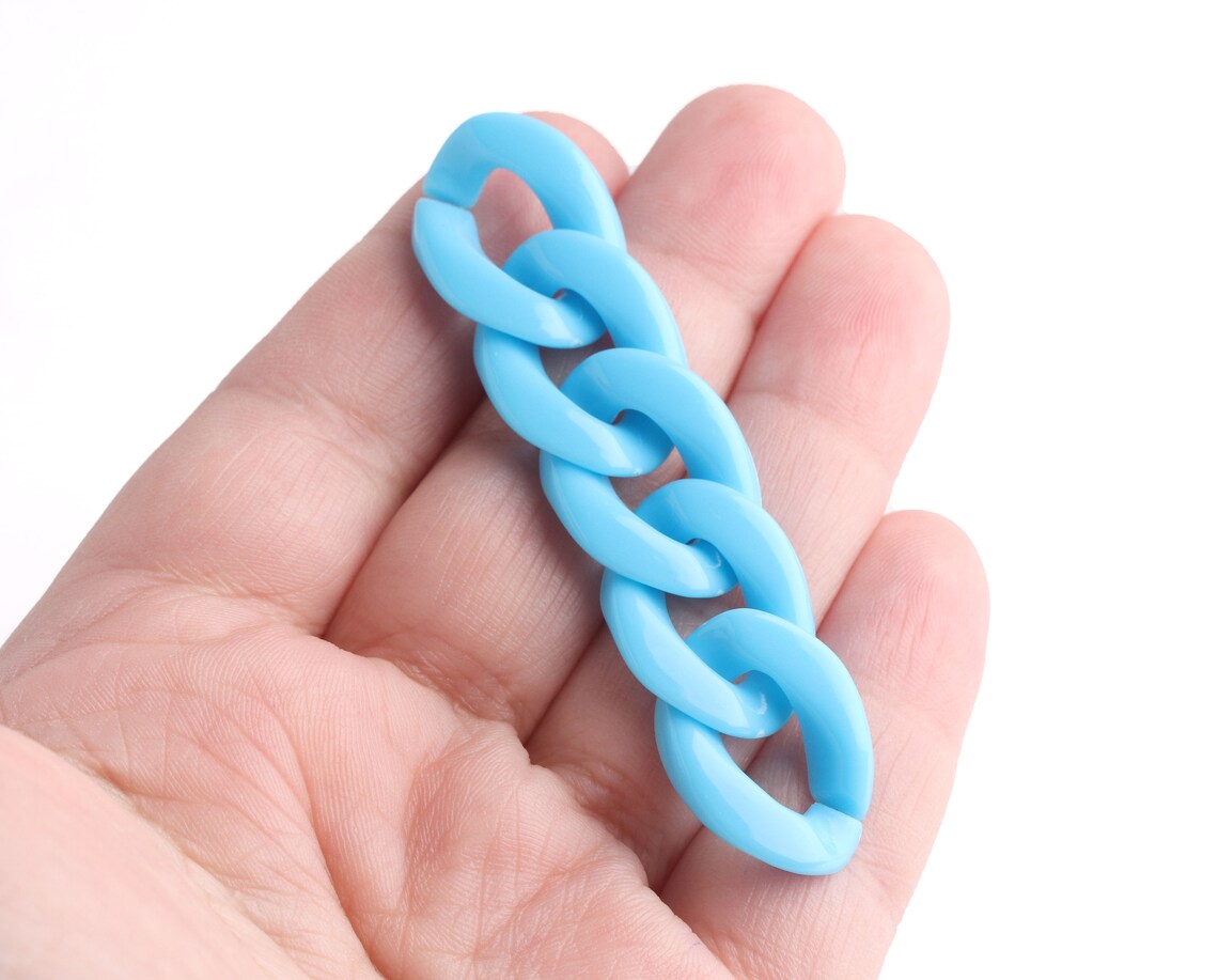 1ft Water Blue Plastic Chain Links 23mm X 17mm Cuban Chain - Etsy