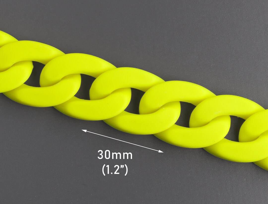 1ft Large Matte Neon Yellow Plastic Chain Links, 30 X 20mm, Acrylic ...