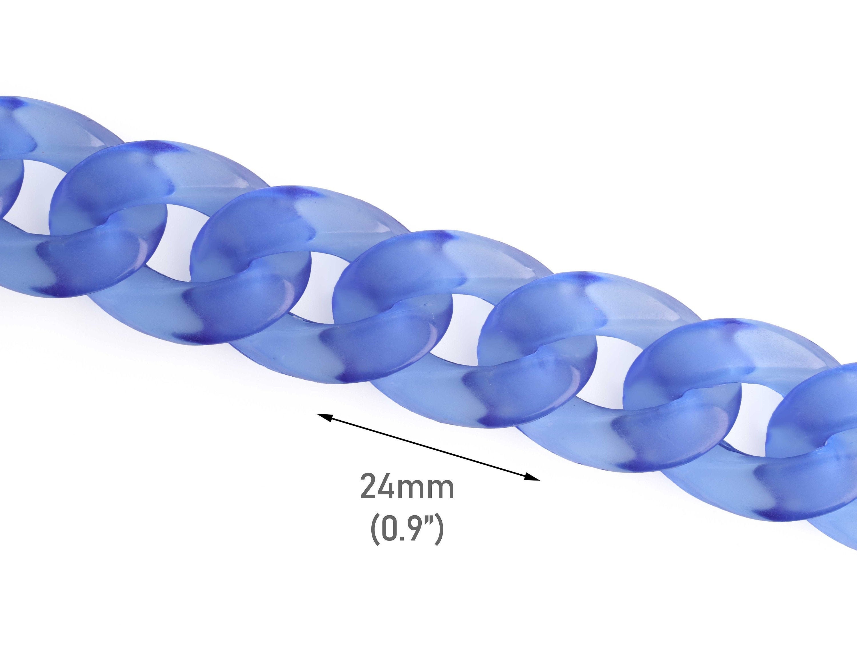 1ft Transparent Sapphire Blue Chain Links, 24 X 17mm, Chunky Chain ...
