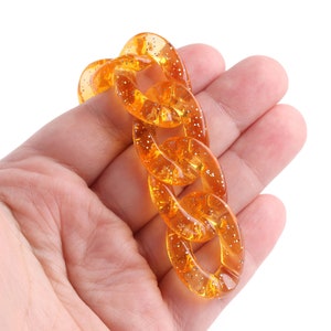 1ft Large Glitter Acrylic Chain in Orange, 30x21mm, Transparent, Super ...