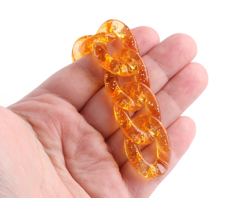 1ft Large Glitter Acrylic Chain in Orange, 30x21mm, Transparent, Super ...