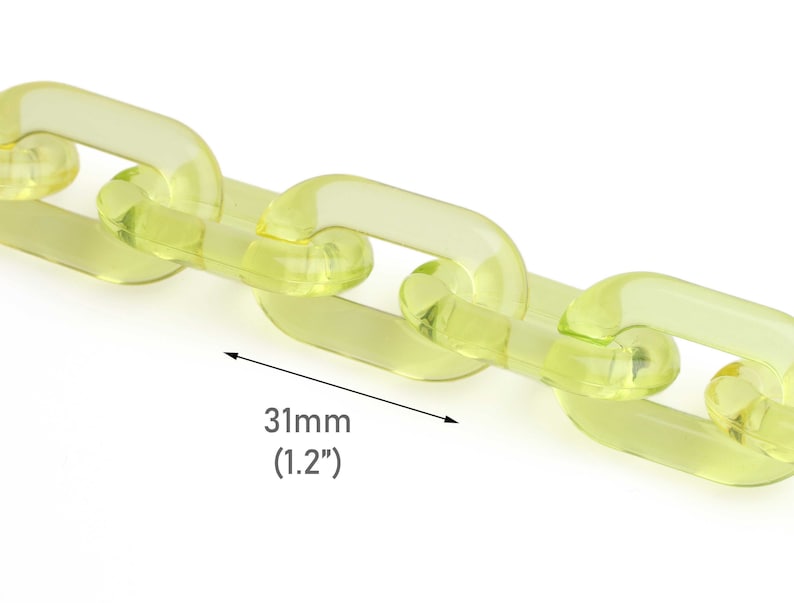 1ft Neon Yellow Acrylic Chain Links, 31 X 19mm, Transparent Plastic ...