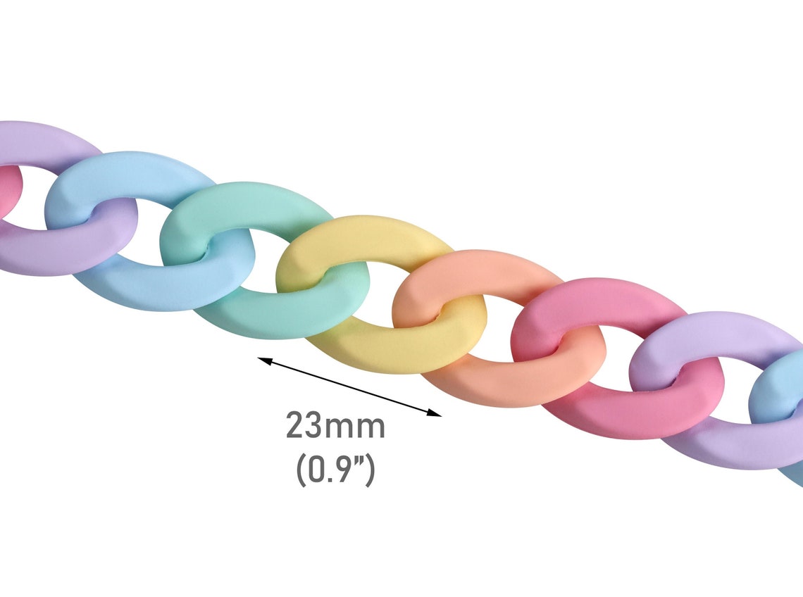 1ft Matte Pastel Plastic Chain Links, 23 X 17mm, Mixed Colors, Colorful ...