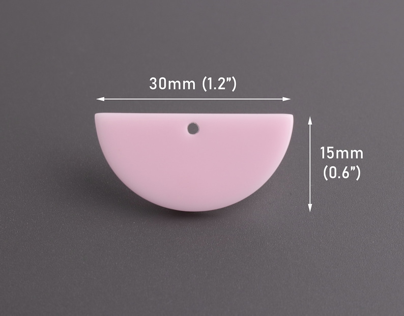 2 Soft Pink Half Circle Charms, 30 X 15mm, Blush Pink Acrylic Earring ...